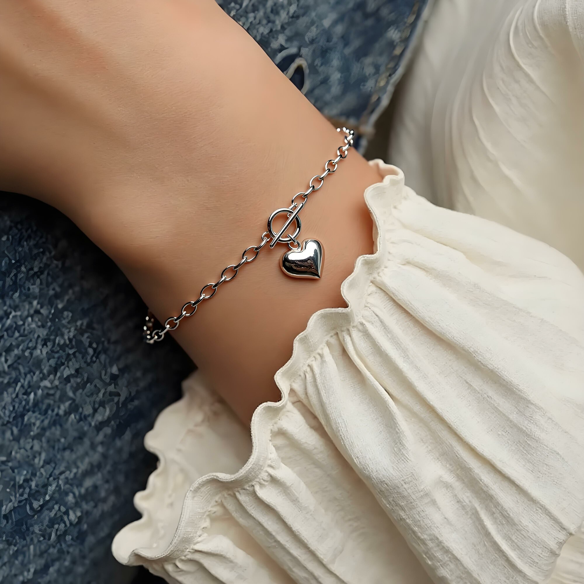 Красивое сердце Браслет-оберег из стерлингового серебра 925 пробы Для женщин и девочек Ювелирные изделия Подарки
