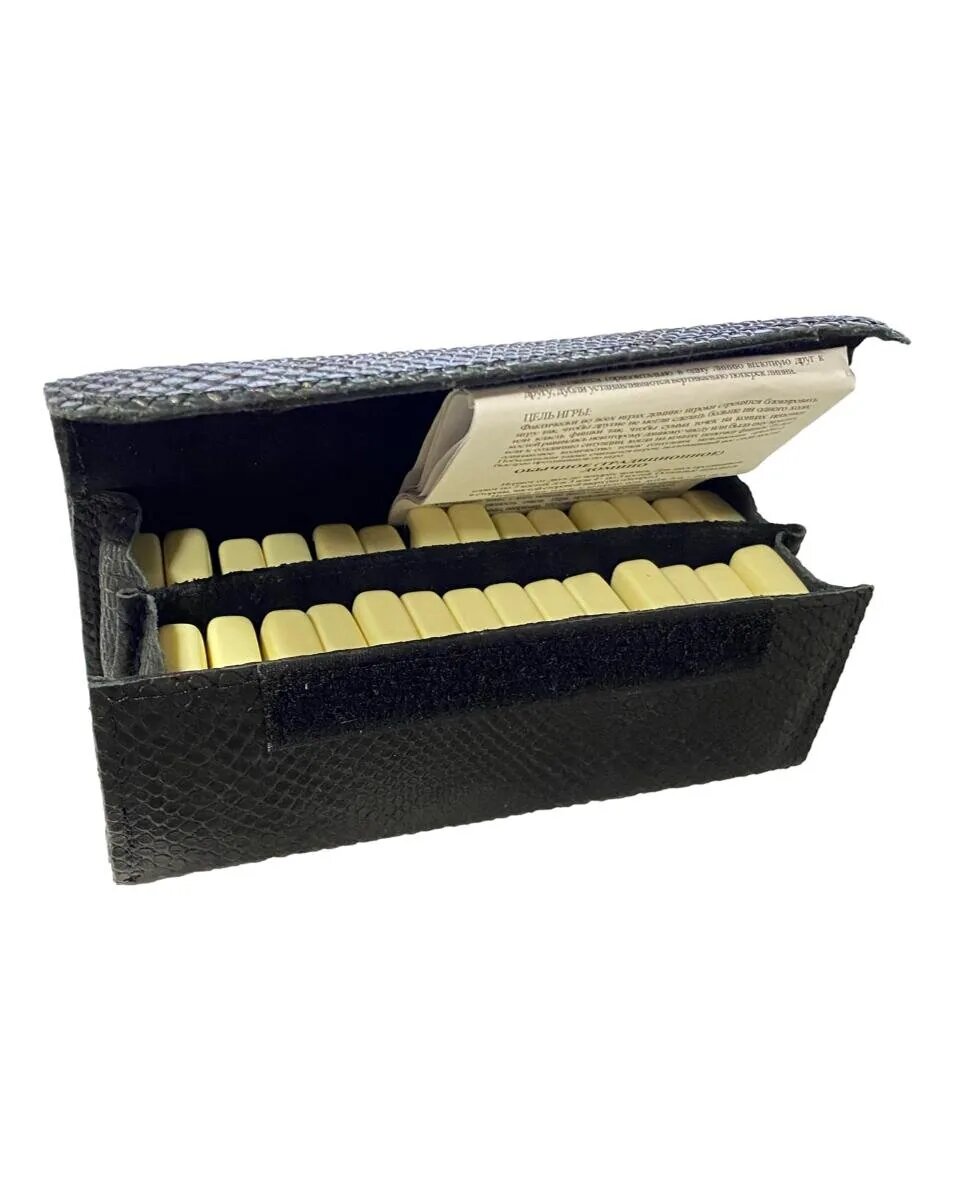 Домино в черном кожаном пенале (6 точек)