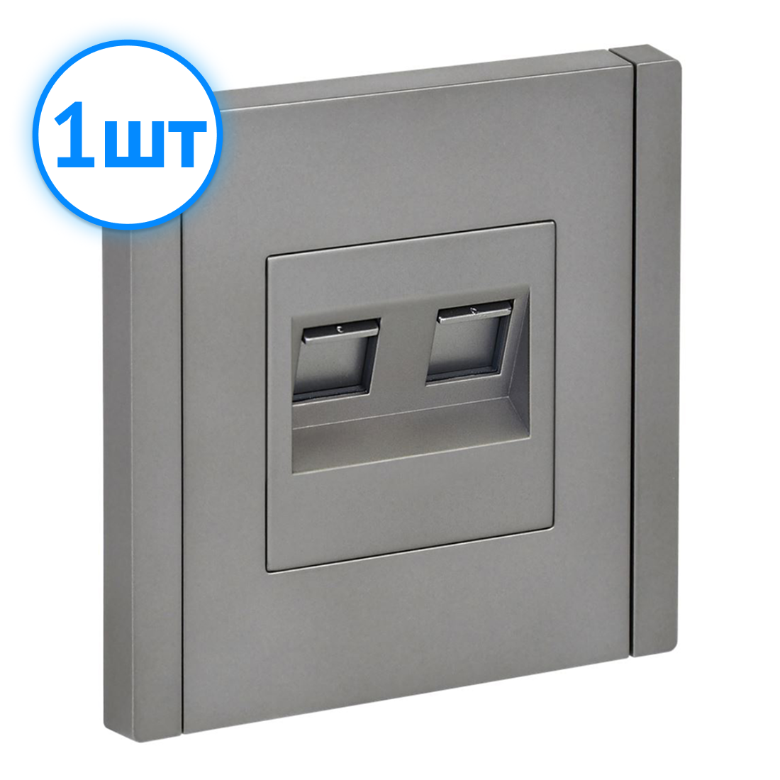 Розетка компьютерная IEK FORTE&PIANO двойная RJ45 кат.5E FP533 сталь FP-K20-1-K46
