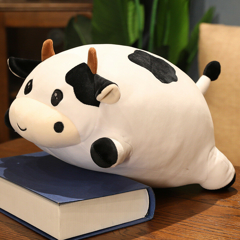 Cute cow cartoon plush pillow with pp cotton filling for bed decor and nap time