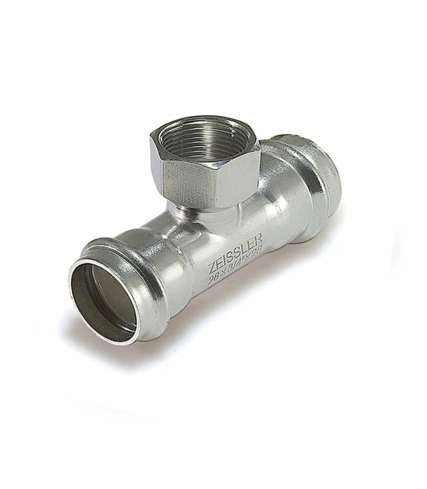 Пресс-тройник из нержавеющей стали с внутренней резьбой 18mm*3/4*18mm, ZEISSLER, арт. ZTI.532.180518