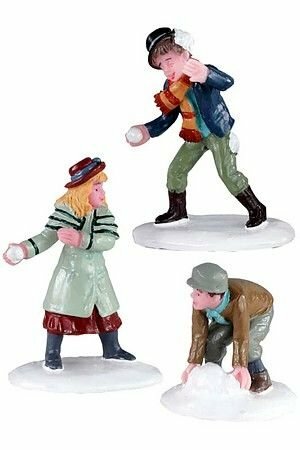 Набор фигурок 'Бой на снежках', полистоун, 6 см, 3 шт, LEMAX 02942-lemax