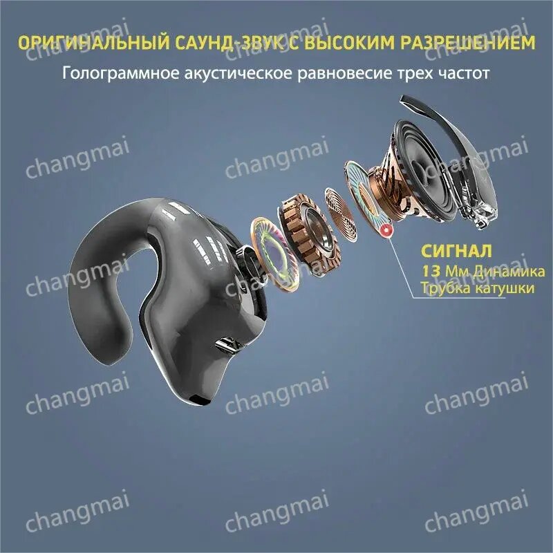 Наушники беспроводные, Bluetooth-наушники, крепление на уши, микрофон, пригодны для спорта