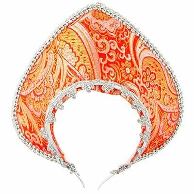 Карнавальный ободок КНР Кокошник Узоры, красный