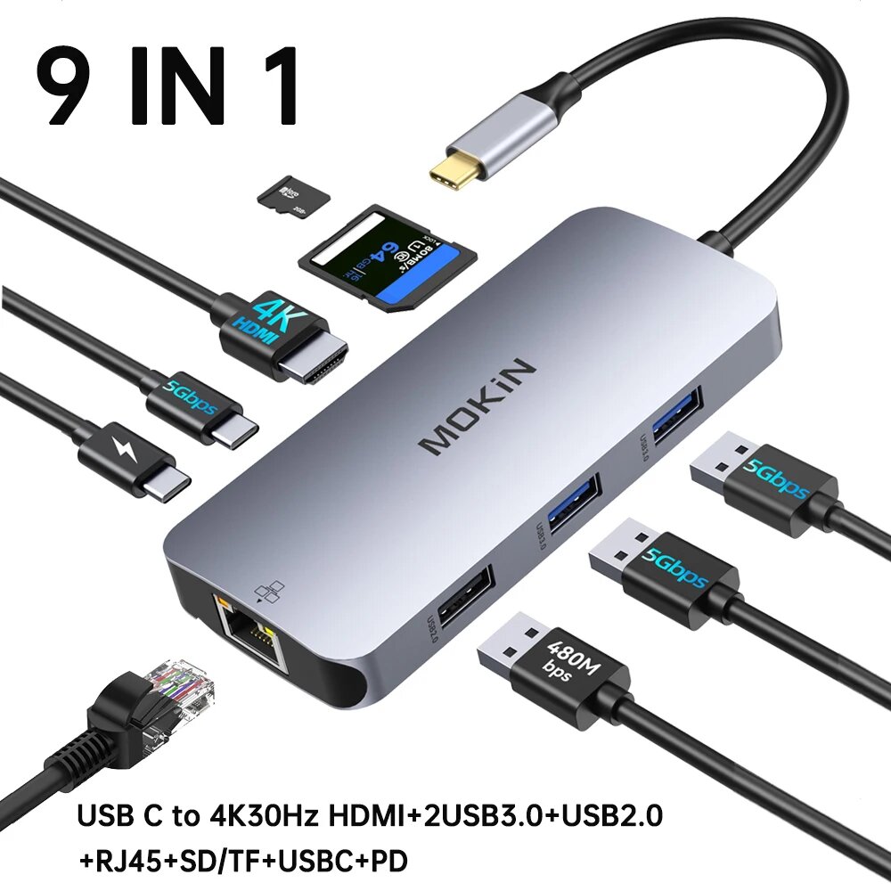 MOKiN USB C концентратор 9 в 1 9 IN 1(HDMI RJ45