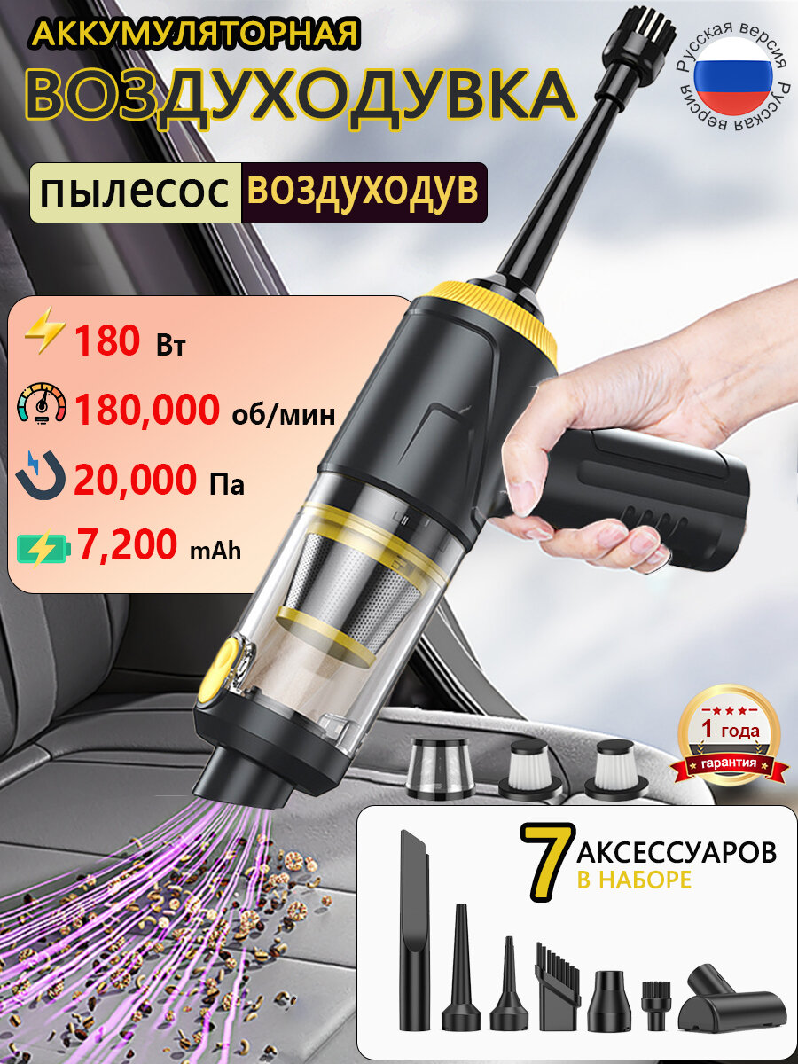 Пылесос для автомобиля ручной беспроводной / автопылесос мощный