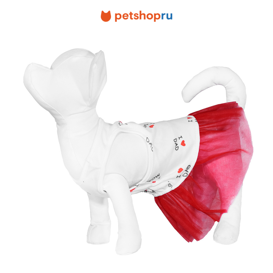 Yami-Yami одежда Платье для собаки с красной юбкой из фатина, S, спинка 22-24 см