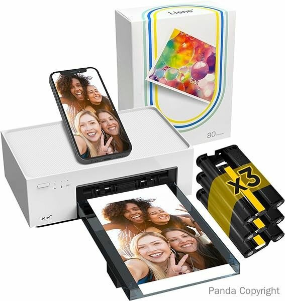 Принтер Фотопринтер Лиене 4x6, (100 листов), Полноцветный Фотопринтер, Портативный Мгновенный Бумага 3 Картриджа