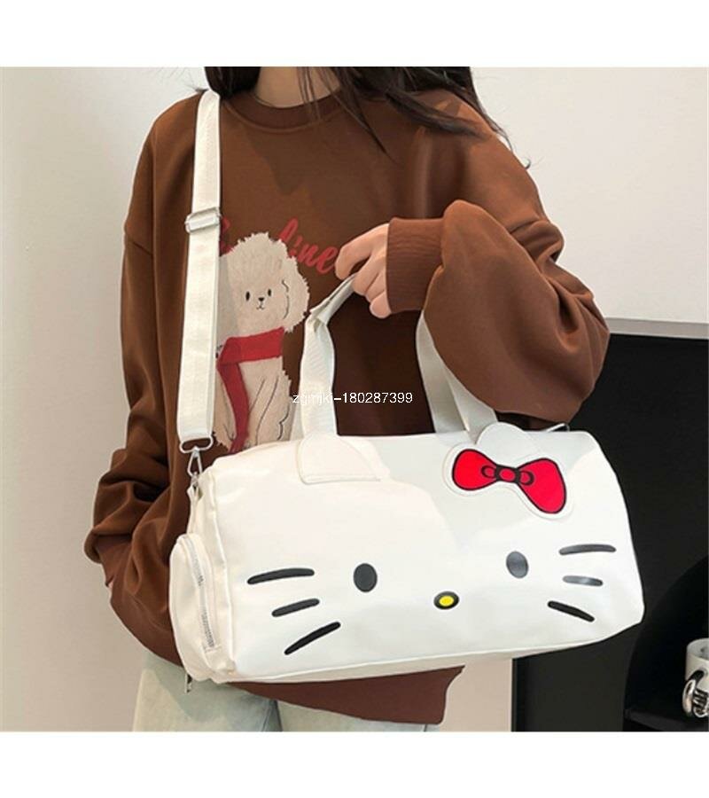 Очень милая сумка через плечо с бантом в виде мультяшного кота / Спортивная дорожная сумка из искусственной кожи