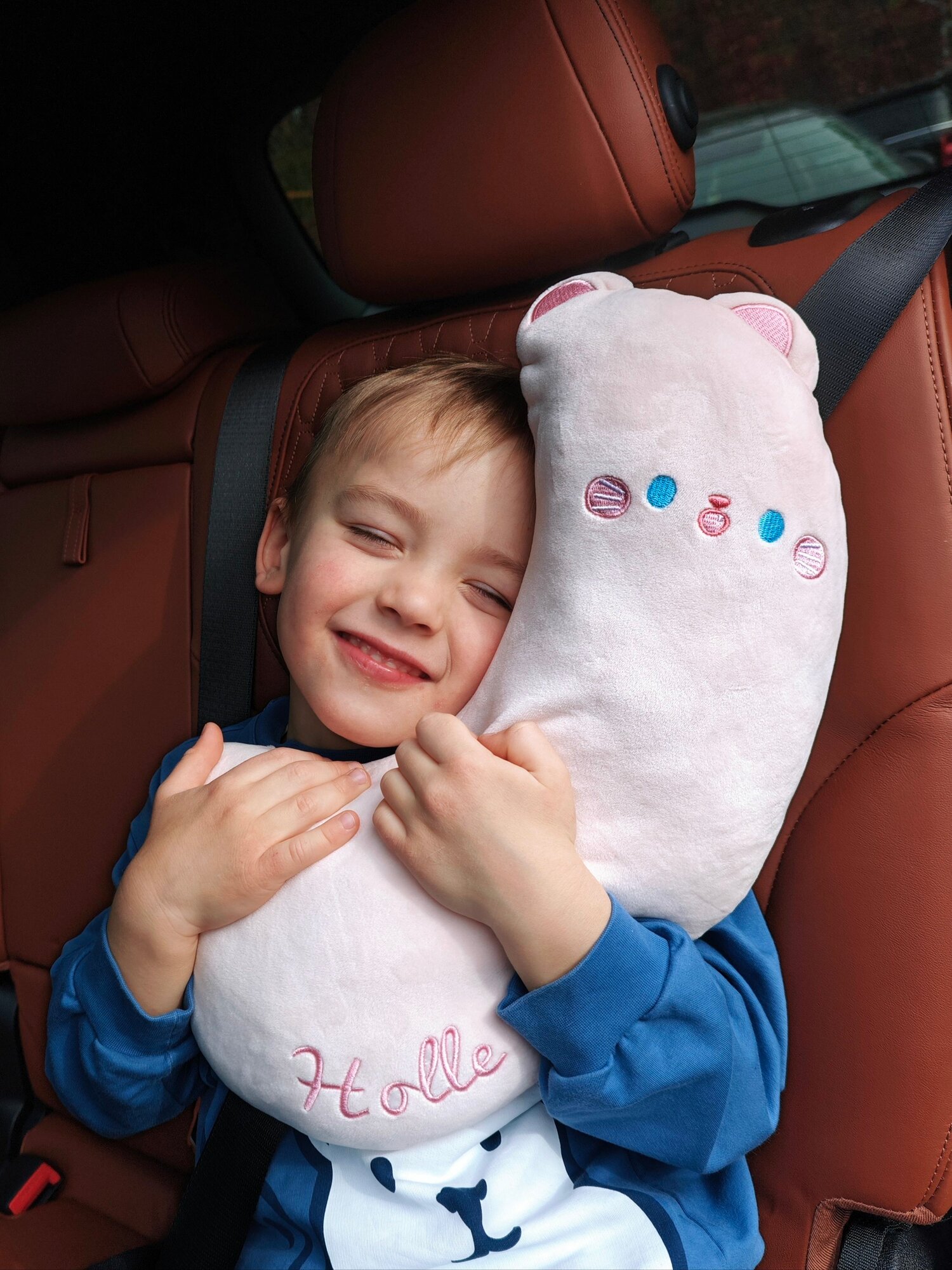 Подушка автомобильная детская для шеи, на липучке, котик