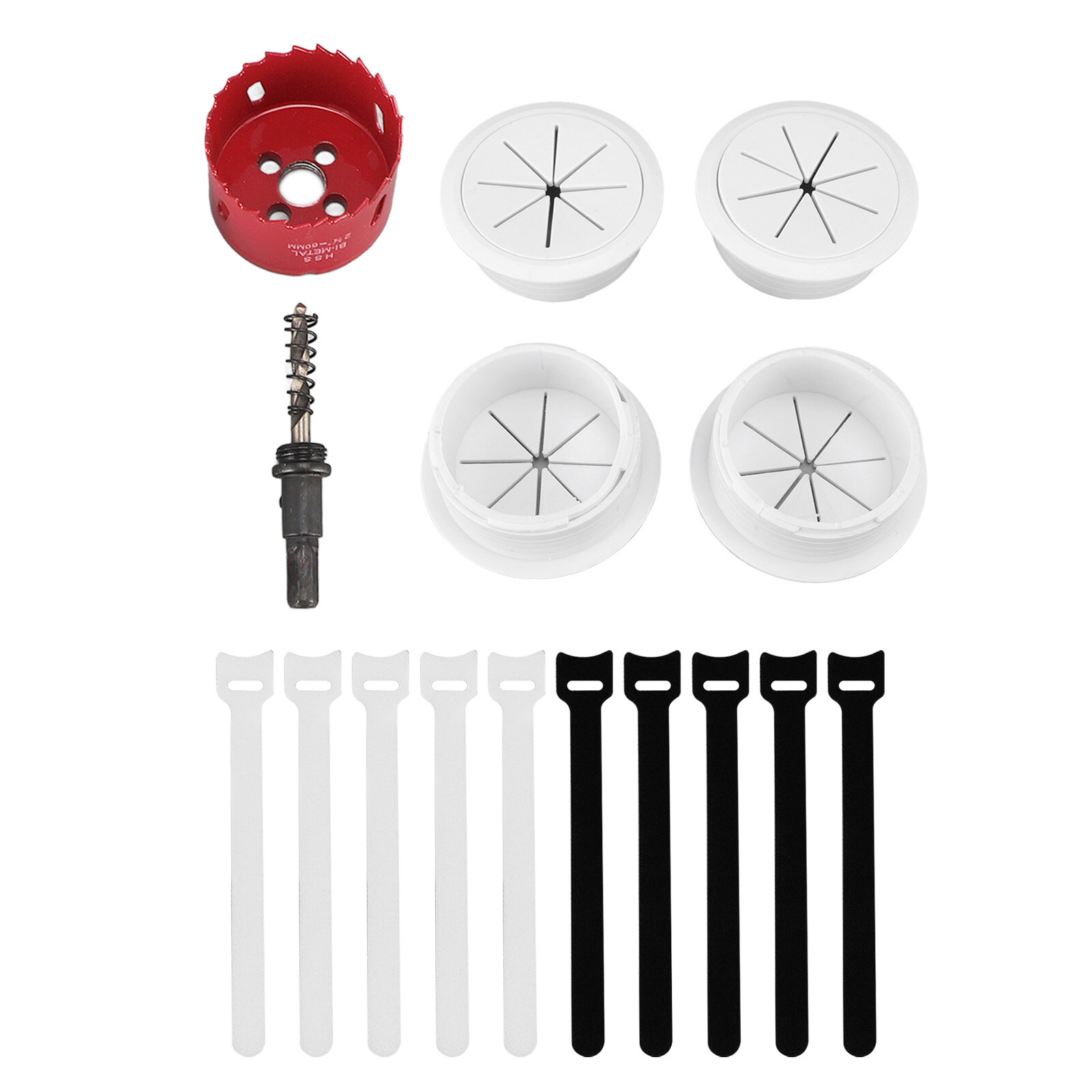 Скрытие телевизионных проводов для стены, скрытие кабеля в стене с отверстием 2 3/8 дюйма и диаметром 60 мм, комплект для укладки кабелей, включающий 4 проходных отверстия, 1 насадку для сверления отверстий, 10 кабельных стяжек