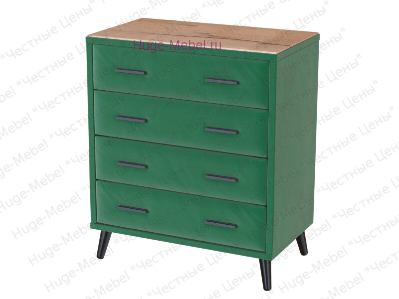 Комод "Пай" велюр изумруд +дуб канадский Huge Mebel . Ширина 800 Высота 930. Комоды