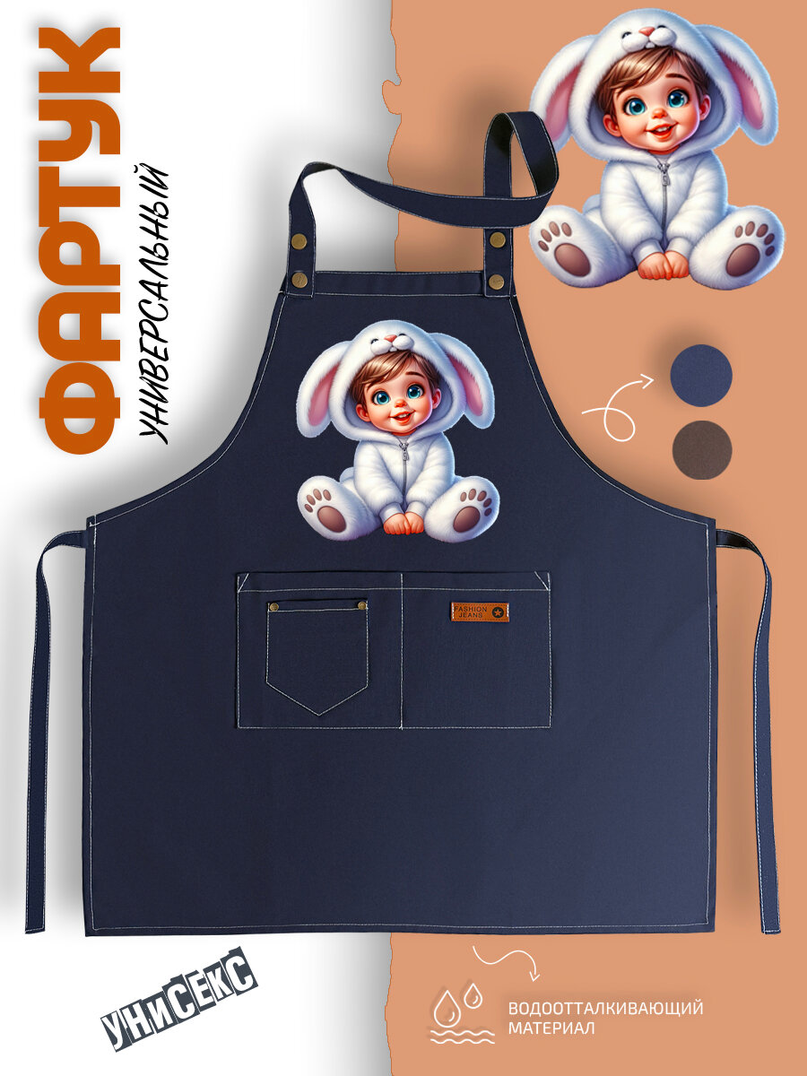 Фартук кухонный ребенок кролик универсальный с принтом поварской