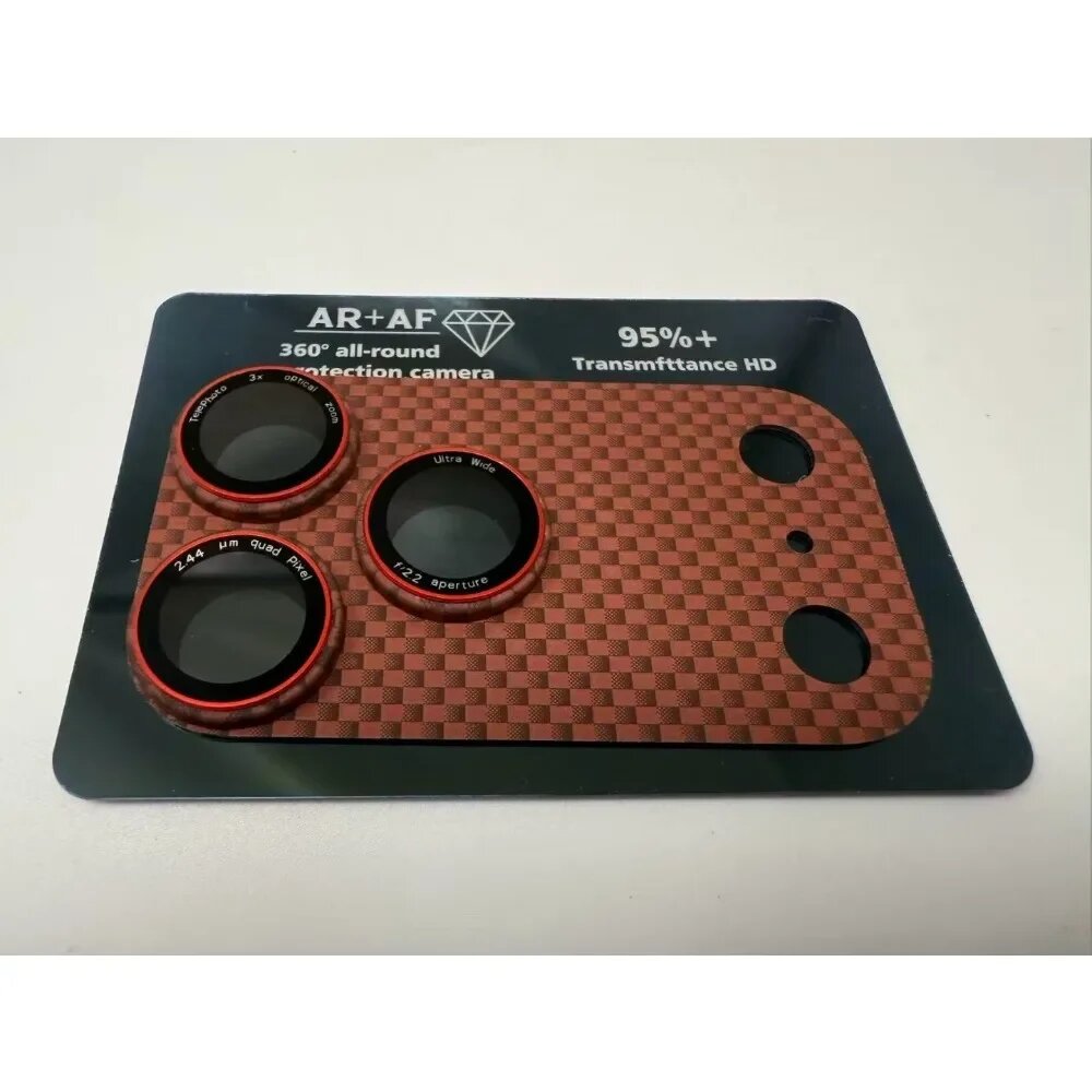 Для Iphone 17 Pro Max 17 Air Высококачественные аксессуары для объектива телефона Чехол из кевларового углеродного волокна Полная защита объектива камеры Стеклянная крышка for iPhone17Pro, Red Orange