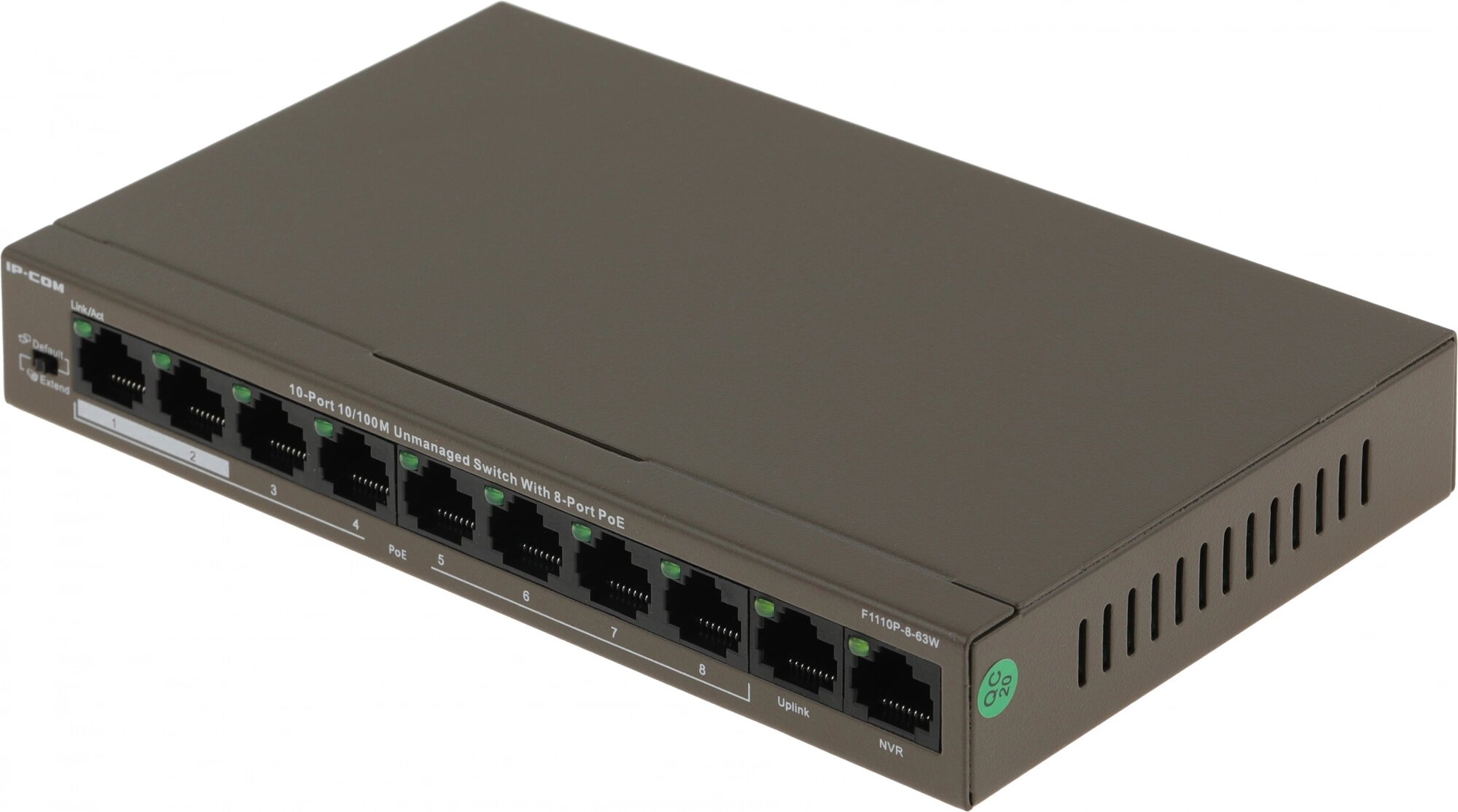 Коммутатор IP-Com F1110P-8-63W (L2) 100Мбит/с 8PoE 58W неуправляемый