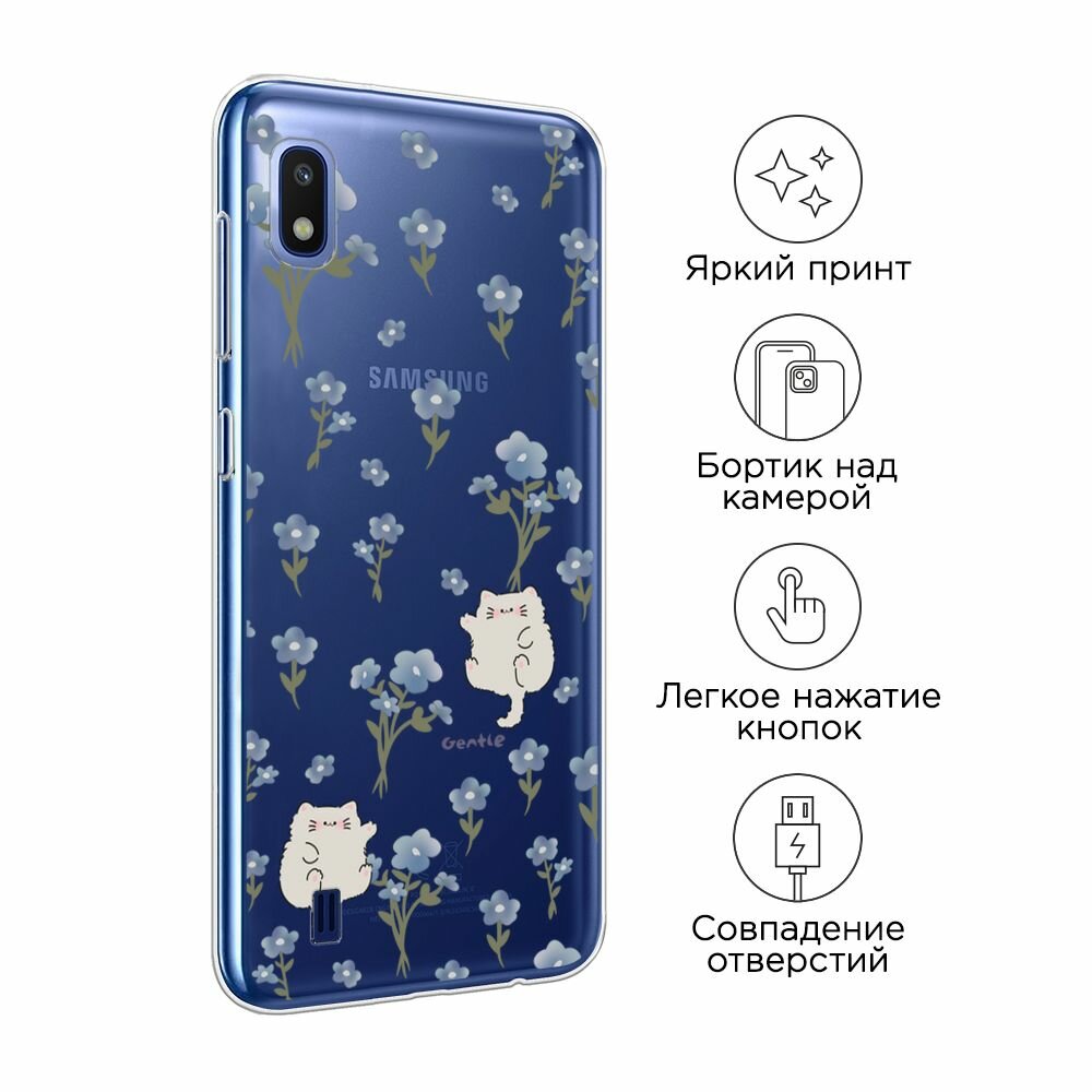 Чехол на Samsung Galaxy A10 / Самсунг Галакси А10 с принтом "Gentle cats", прозрачный — фото 1