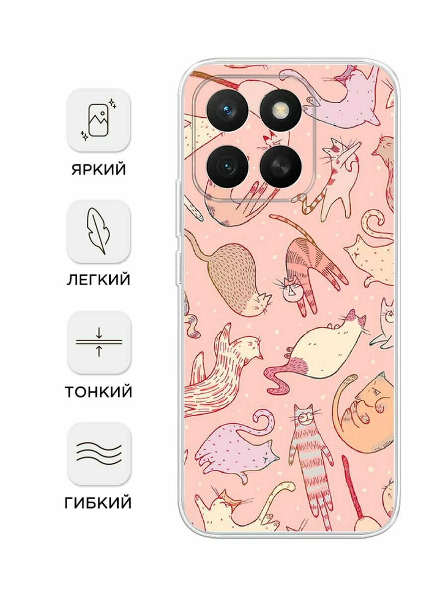 Силиконовый чехол на Honor X8c / Хонор X8c с принтом "Розовое счастье" — фото 1