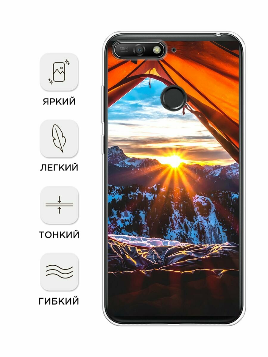 Чехол на Honor 7C/7A Pro/Huawei Y6 Prime 2018 / Хонор 7С/7А Про/Хуавей Y6 Prime 2018 с принтом "Горы 7" — фото 1