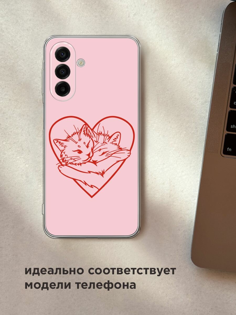 Чехол на Samsung Galaxy A17/A18 / Самсунг А17/А18 с принтом "Влюблённые котики рисунок 1 - 14 февраля" — фото 1