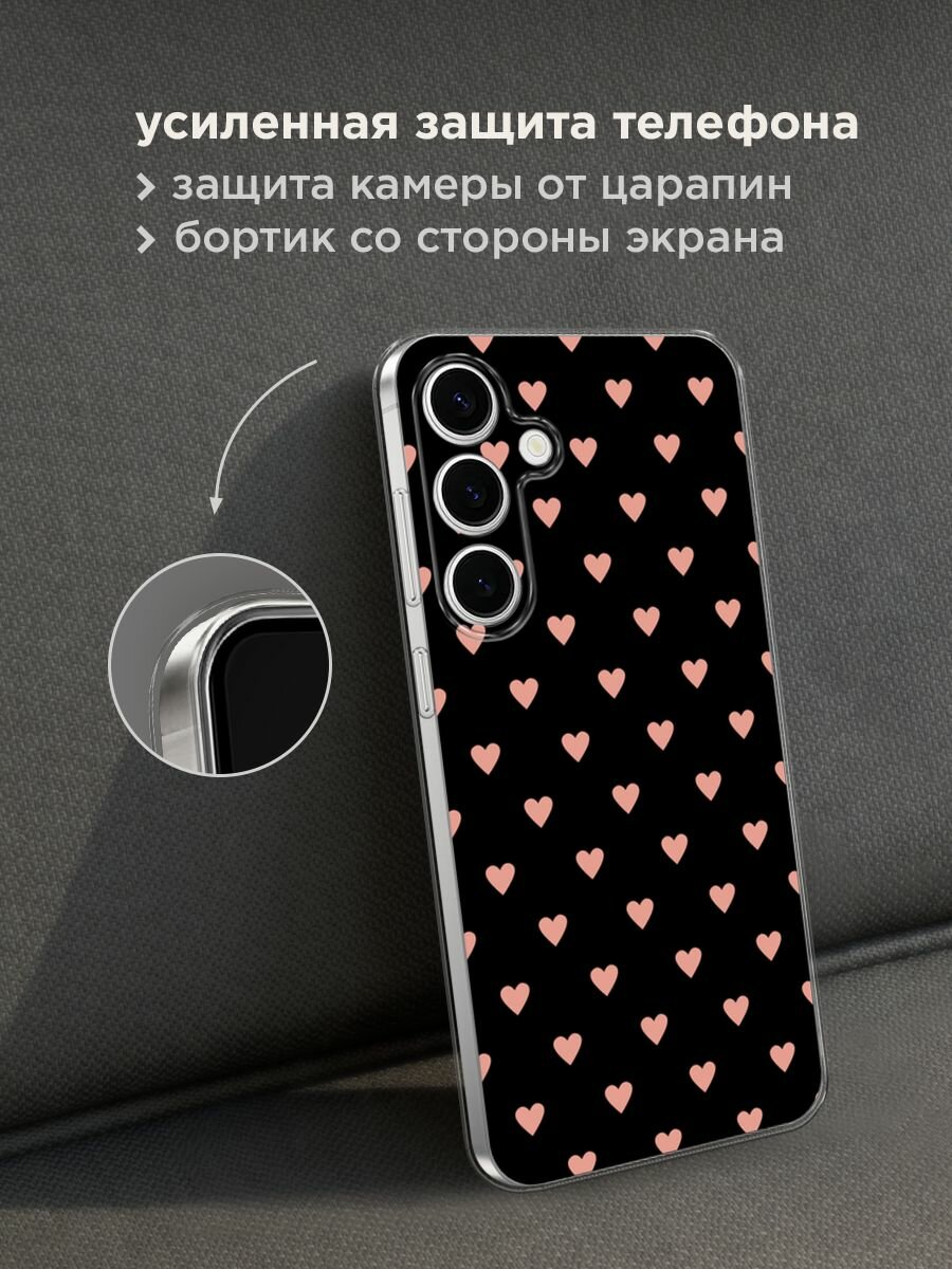 Чехол на Samsung Galaxy S25 FE / Самсунг S25 Фе с принтом "Розовые сердечки" — фото 1