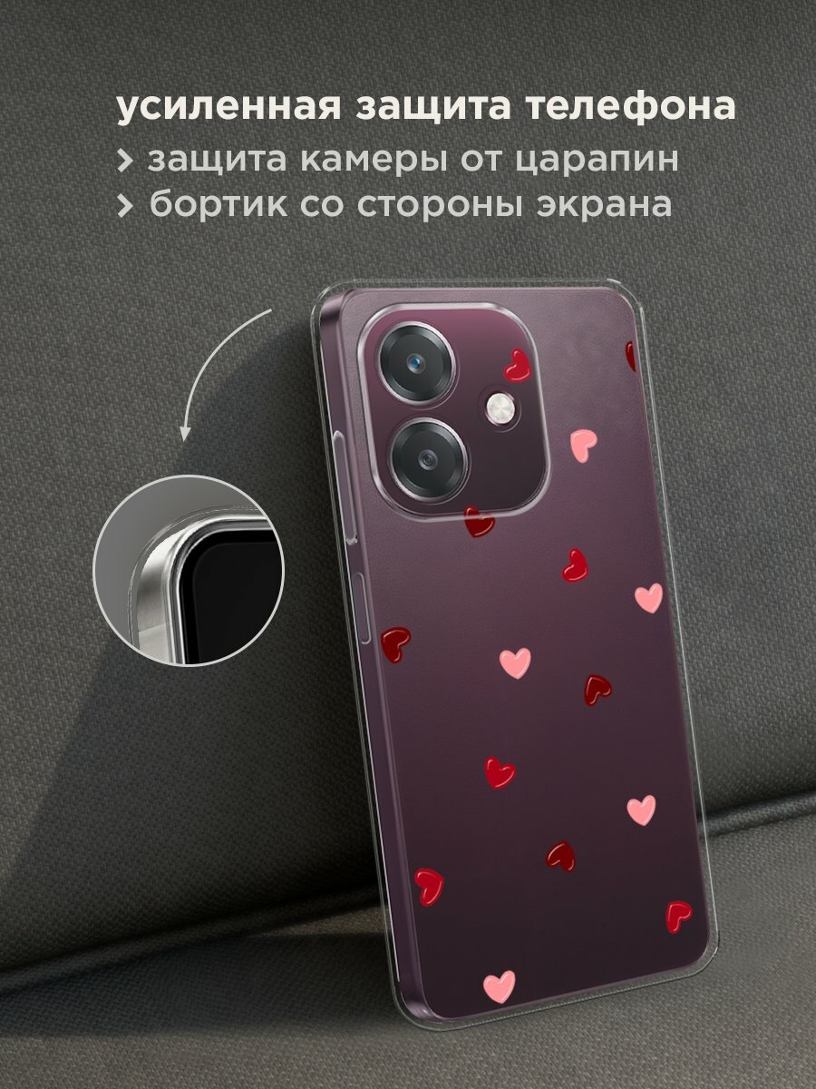 Чехол на Oppo A3/A3x / Оппо А3/A3x с принтом "Бордовые сердечки 2" — фото 1