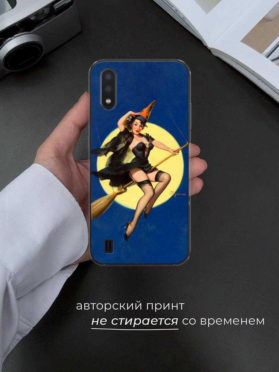Чехол на Samsung Galaxy A01 / Самсунг Гэлакси А01 с принтом "Pin-Up Witch" — фото 1