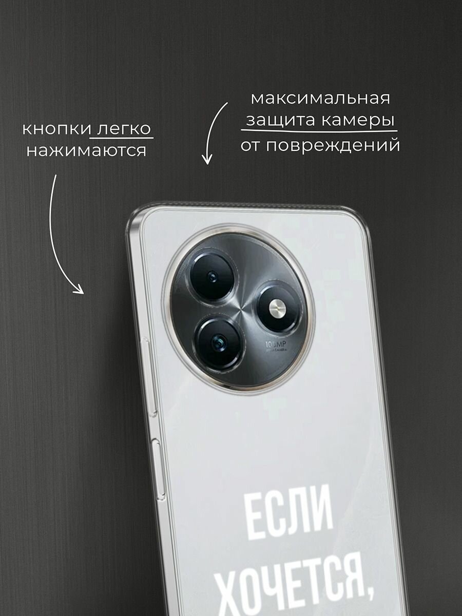 Чехол на Itel S24 / Ител S24 с принтом "Если хочется", прозрачный — фото 1