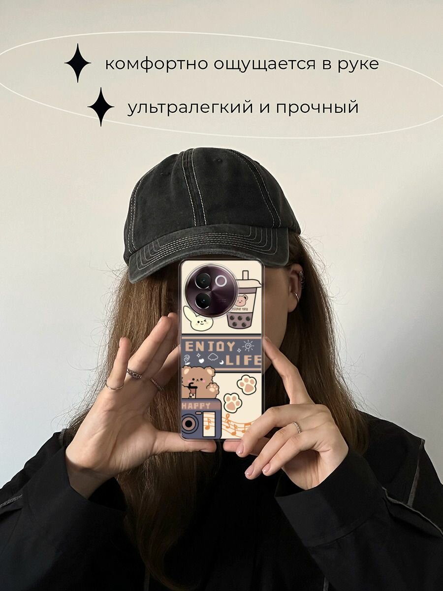 Силиконовый чехол на Vivo V30e / Виво В30е с принтом "Enjoy life 1" — фото 1