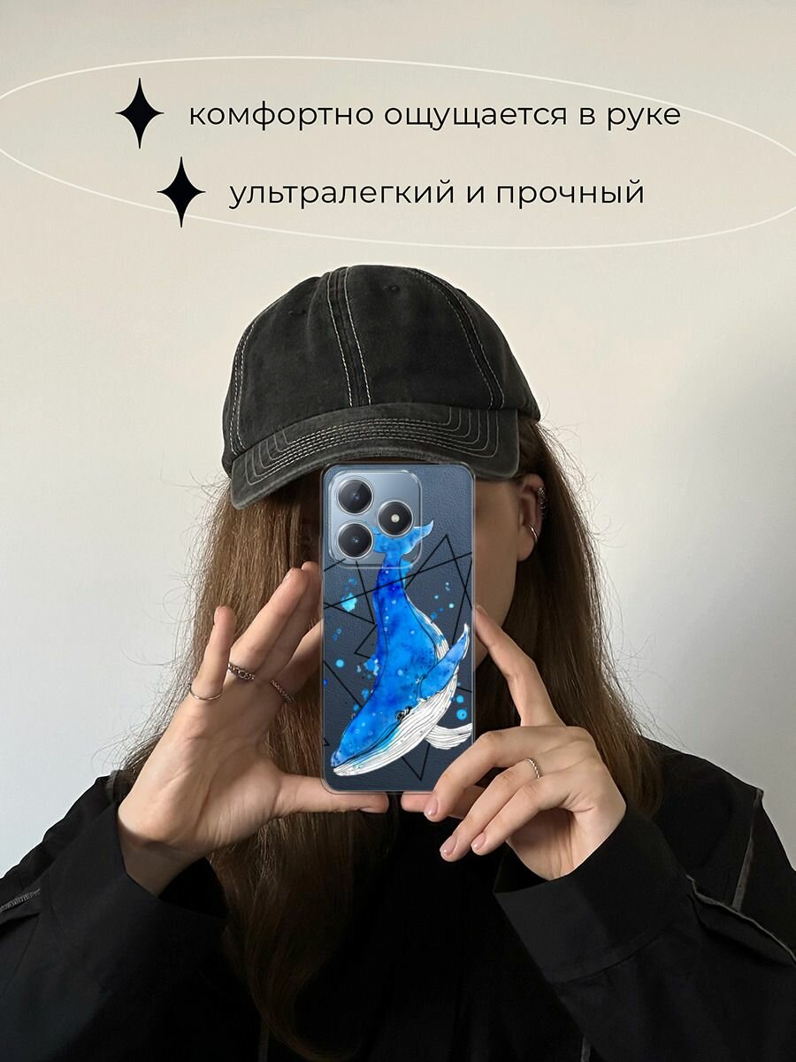 Чехол на Realme C63 / Реалми С63 с принтом "Кит графика", прозрачный — фото 1