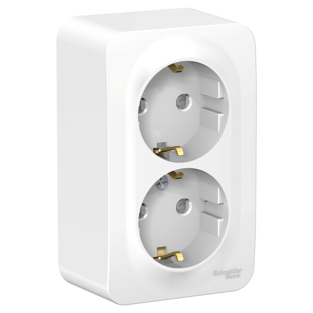 BLANCA розетка наружная двойная с заземлением со шторками, 16А, 250В, белый Systeme Electric BLNRA011201