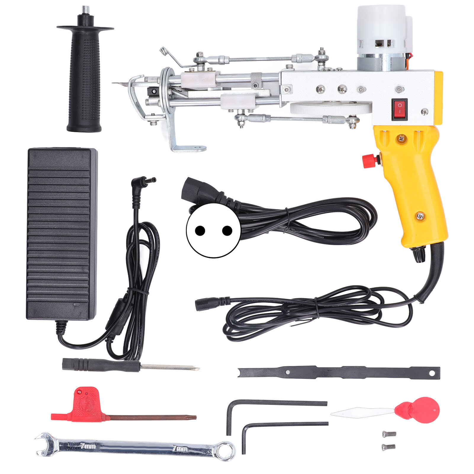 Пистолет для тафтинга Жёлтый электрический ковёр DIY: два режима, система защиты, 100240В, евровилка