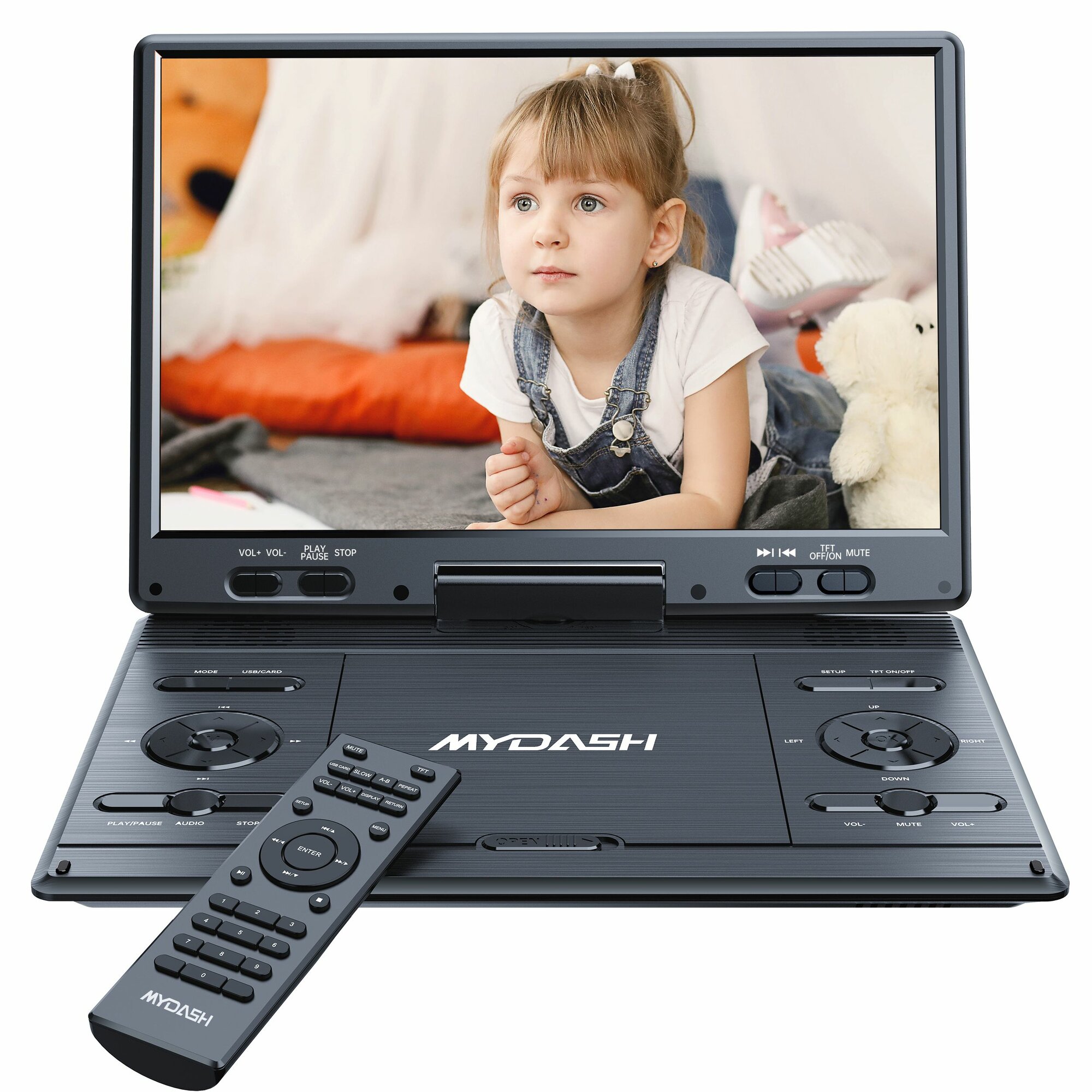 DVD-плеер, большой вращающийся HD-экран 31,75 см, черный