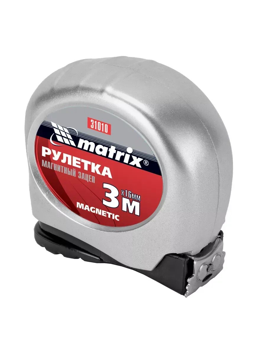 Рулетка строительная 3м х 16мм, магнит. зацеп, MATRIX 31010