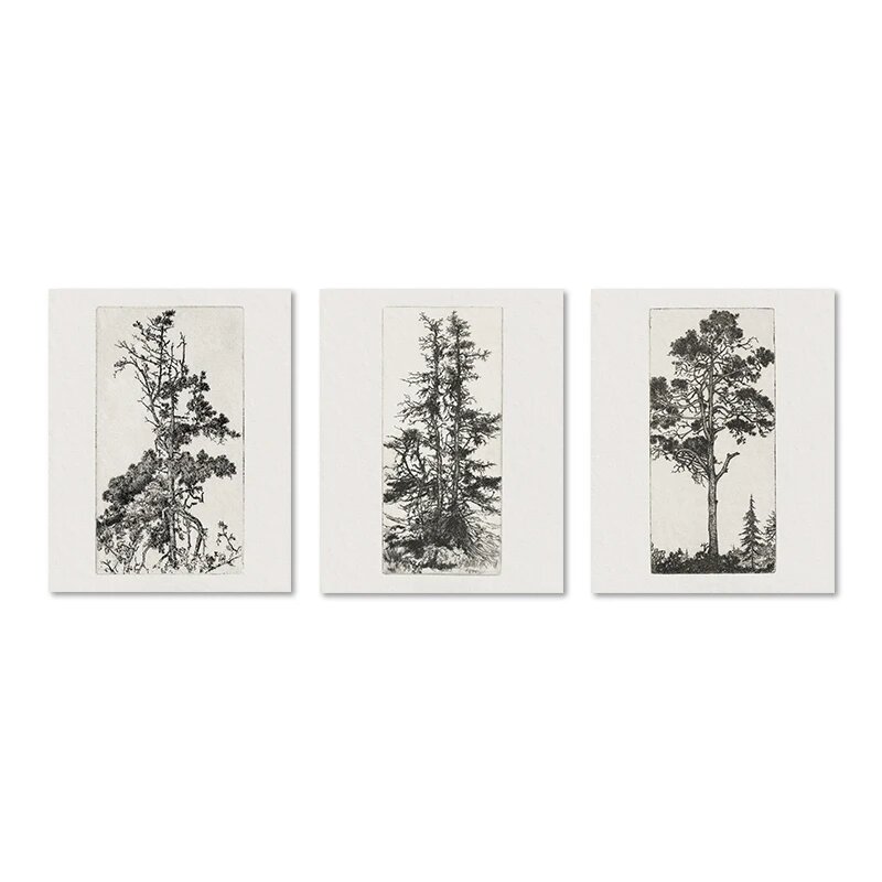 Художественные постеры Yoolife в стиле ретро деревья, 60x90 cm No Frame, Белый