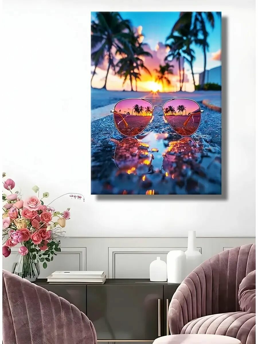 Картина "Очки с закатом", на стену 30х40см 1шт.