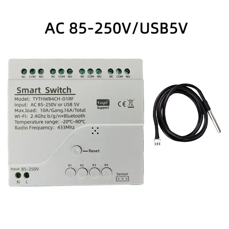 4-х канальный умный WiFi выключатель с датчиком температуры и влажности FGHGF