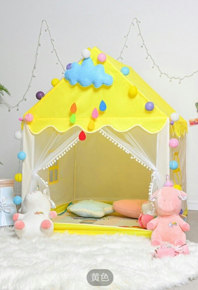 Игровой домик "Палатка", детский, для улицы и дома, серо-желтого цвета