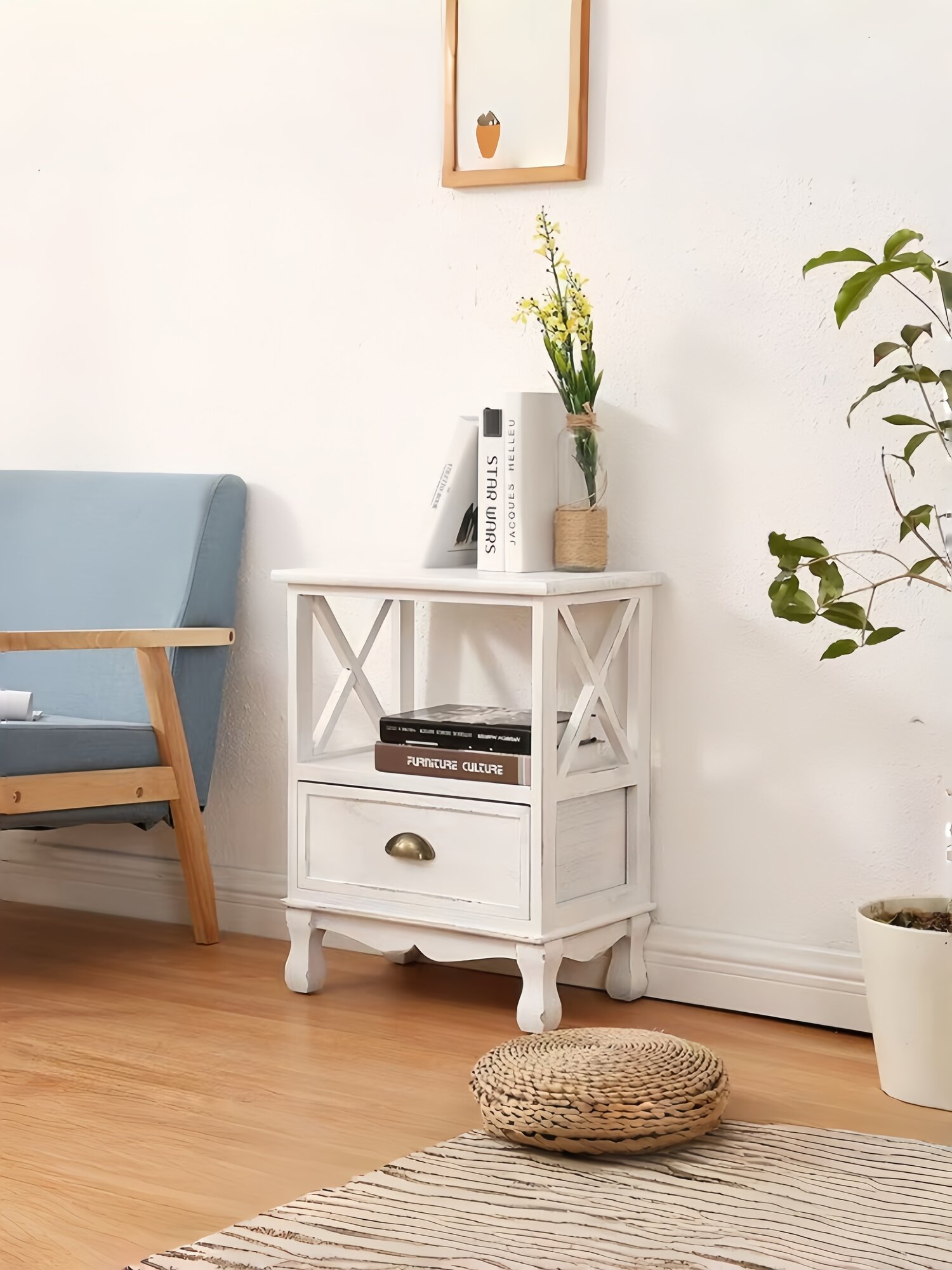 Тумба-секретер , арт-деко, стиль, деревянный ящик, белый, 45х30х59 см