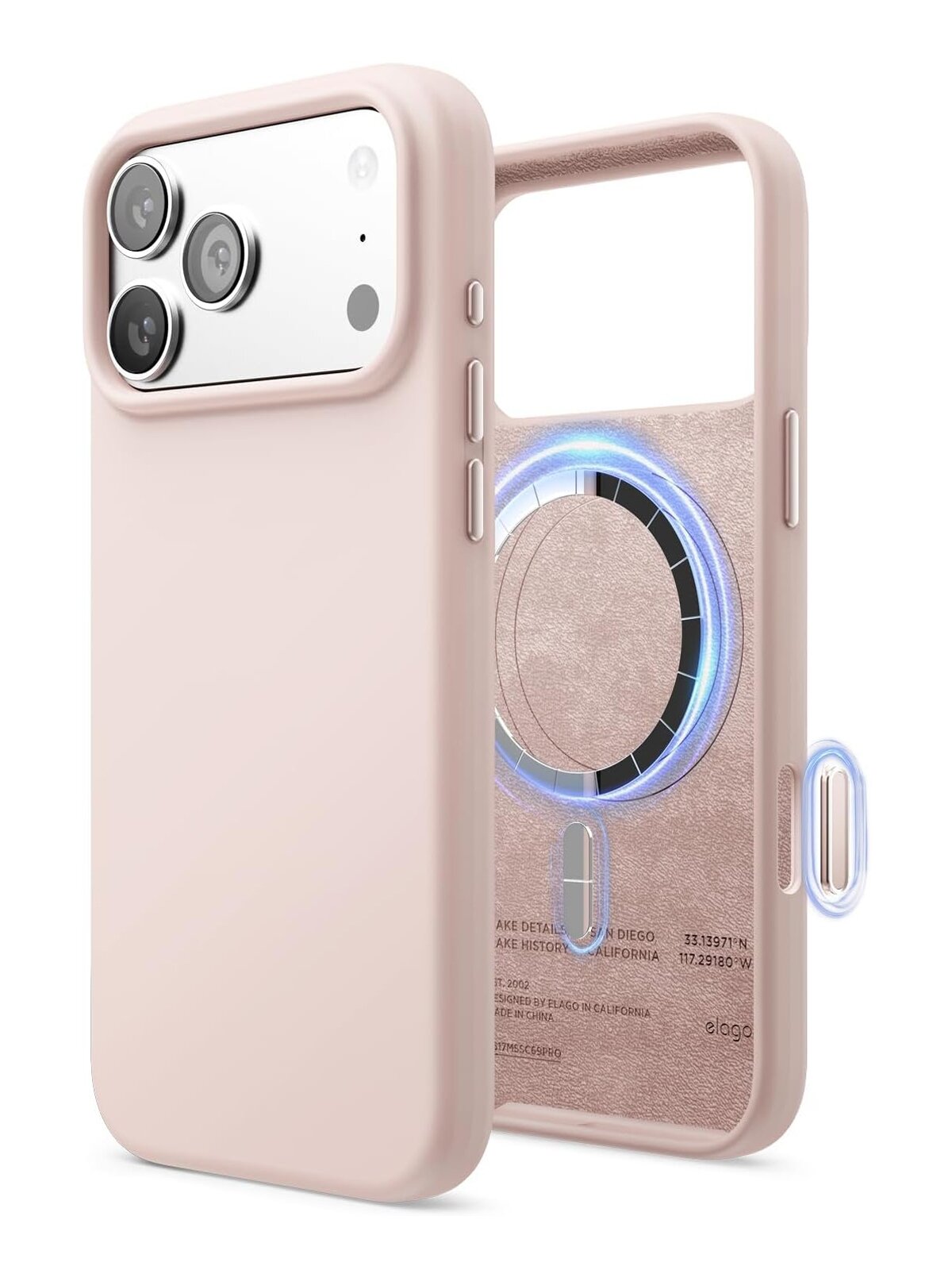 Elago силиконовый чехол для iPhone 17 Pro, Magnetic Silicone Light Pink (MagSafe)