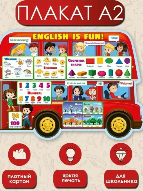 Плакат "English is fun!" 45*57 см Праздник