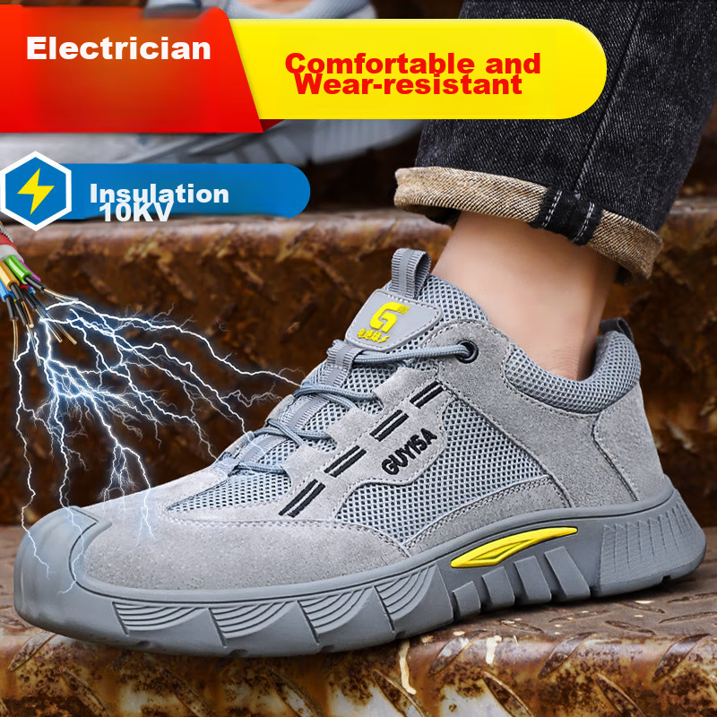 Weierdun Safety Shoes for Men, Summer Anti-Smashing, Anti-Puncture, Wear-Resistant, 10KV Insulated, Breathable Work Safety Functional Shoes 0266KV 41
