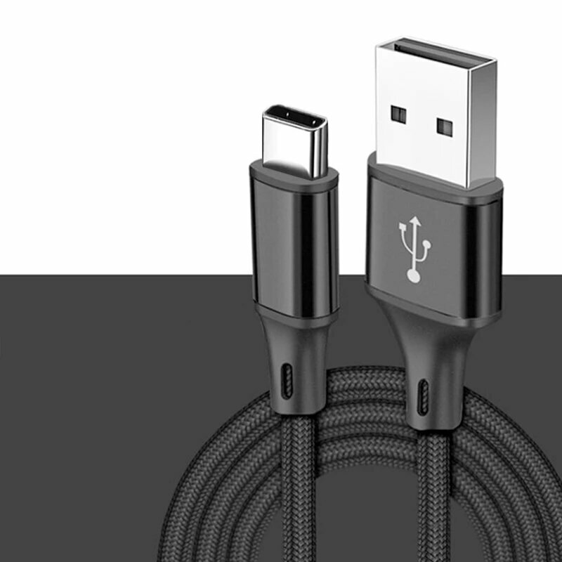 USB-кабель типа C, синхронизация даты, быстрая зарядка для мобильного телефона Samsung Huawei Android, 0,5 м, 1 м, 2 м, 3 м, нейлоновый плетеный провод, зарядный кабель