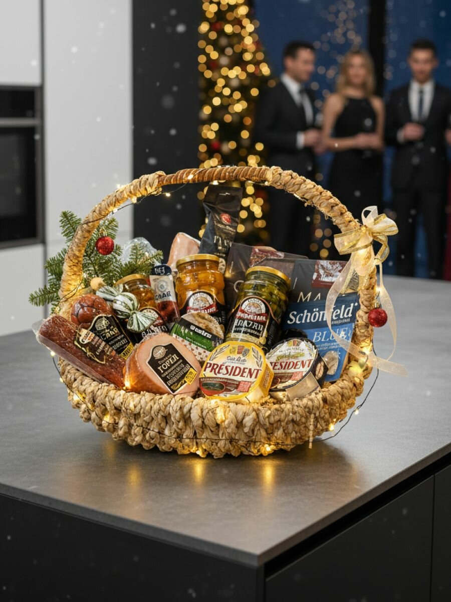 Подарочная корзина с продуктами "Застолье"