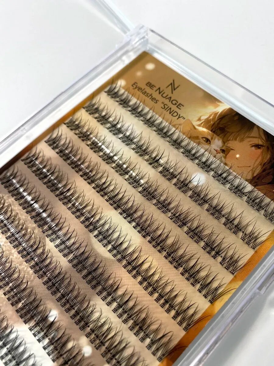 Набор накладных ресниц пучки BeNuage SINDY, изгиб C, черные, длина 10-13мм, 120шт