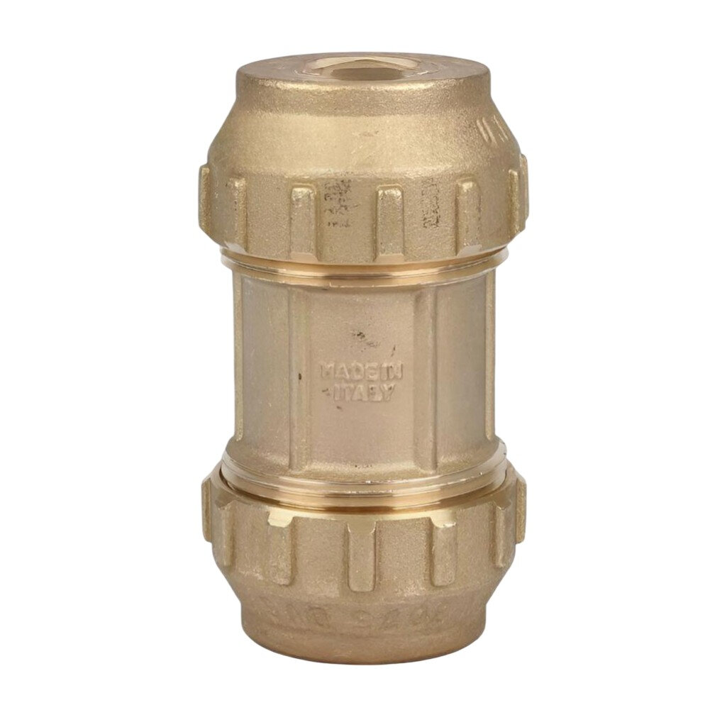 Муфта обжимная TDM 25-25 мм, для труб ПНД, прямая, латунь