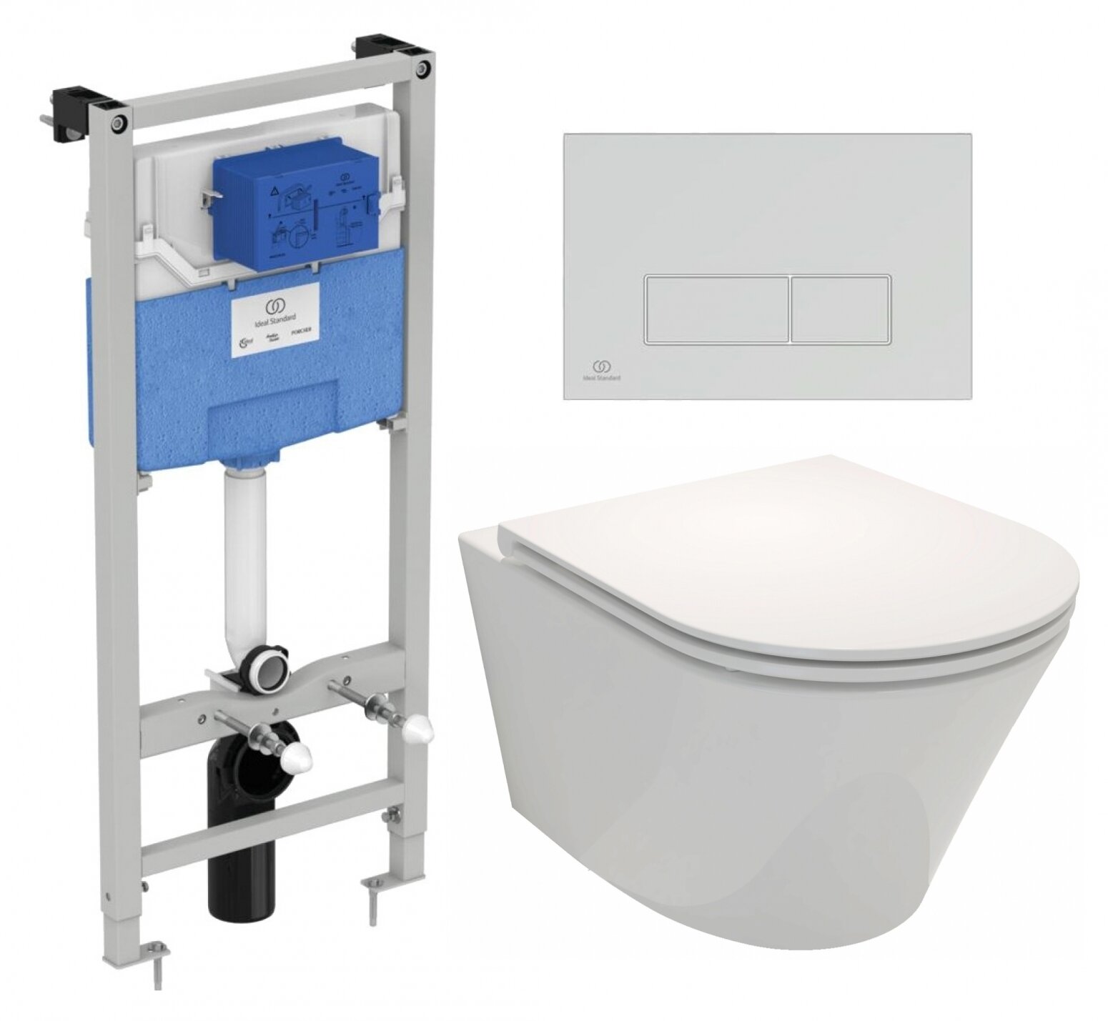 Комплект 3 в 1 инсталляция Ideal Standard + Унитаз подвесной Jacob Delafon Rodin+ EDY102-00 + кнопка хром