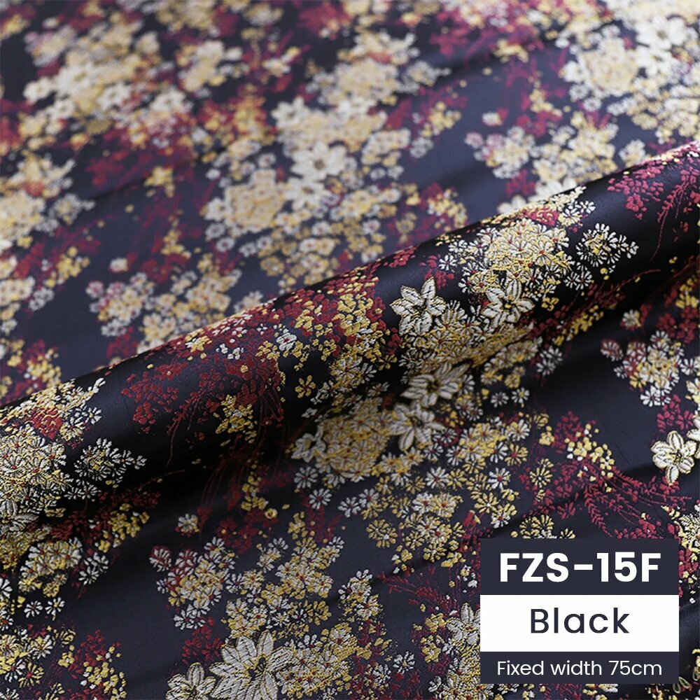 Шелковая жаккардовая парча TERAMILA Черный, 100cmx75cm, FZS-15F