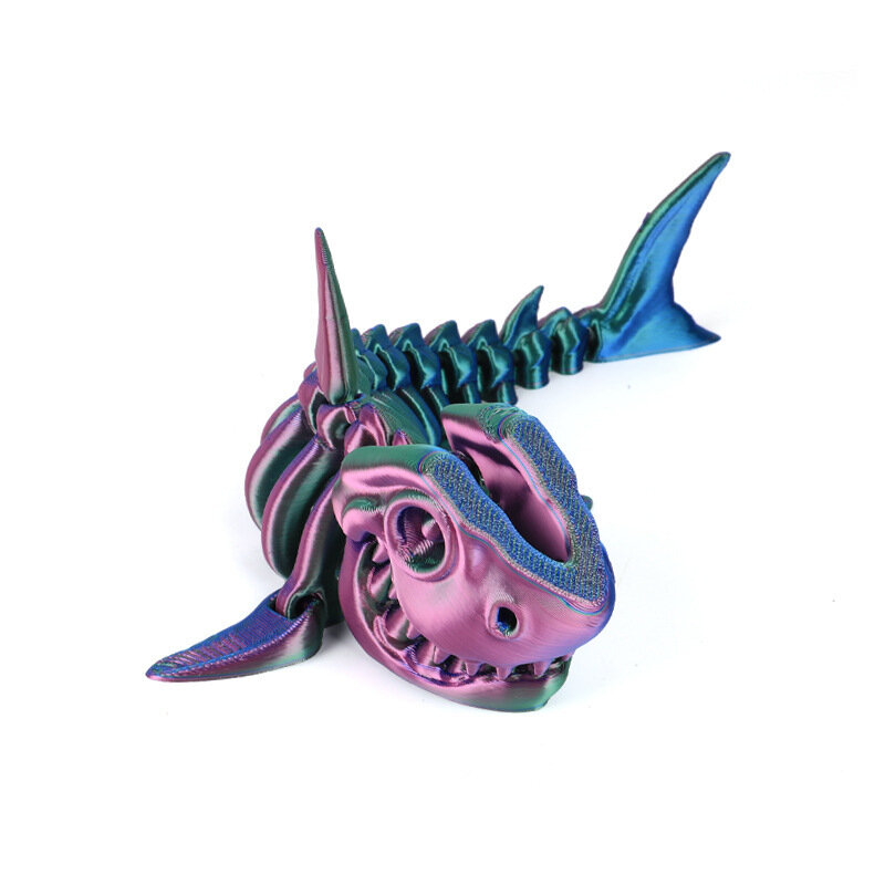 Напечатанная на 3D-принтере акула с полным набором шарниров и артикуляций: новая креативная игрушка, украшение, подарок и настольное украшение для детей，15cm