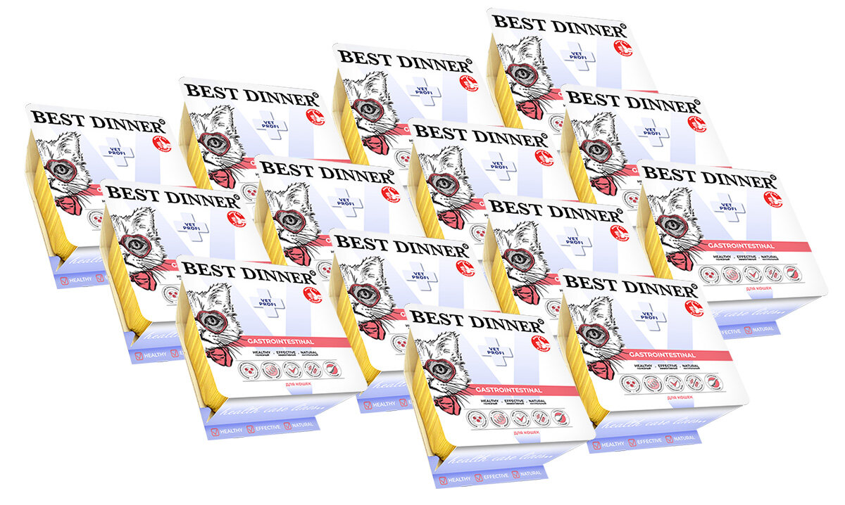 Корм влажный Best Dinner Vet Profi Gastrointestinal для взрослых кошек при заболеваниях желудочно-кишечного тракта с курицей паштет, 100 г х 14 шт