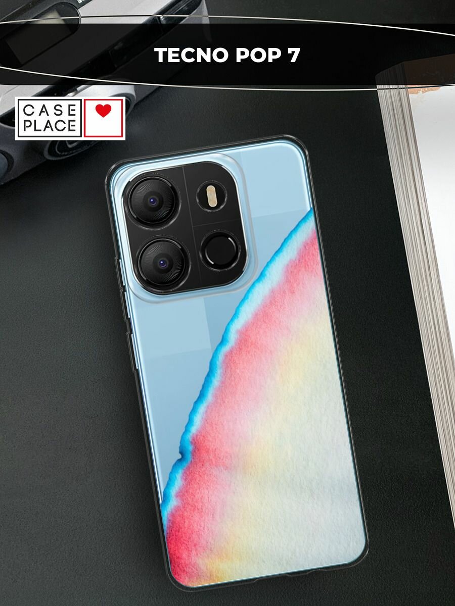 Чехол на Tecno Pop 7 / Текно Поп 7 с принтом Слияние красок, прозрачный